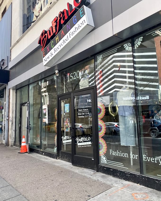 Behind these glass doors lies a fashion time machine where your grandmother's style is suddenly cool again—and affordable!