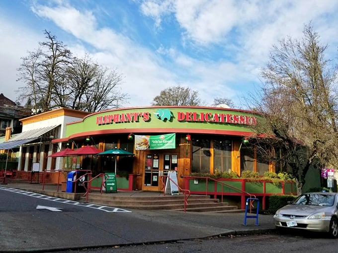 Bright colors and bold design make Elephants Delicatessen impossible to miss—much like their unforgettable sandwiches.