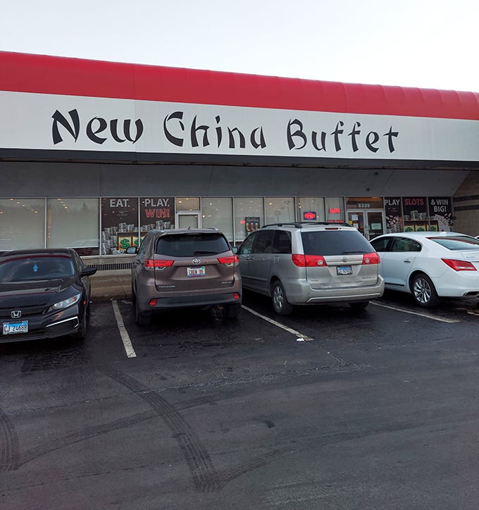 Parked cars tell the real story—locals know where to find authentic Chinese flavors without the fancy frills. Follow the crowd to good eating!