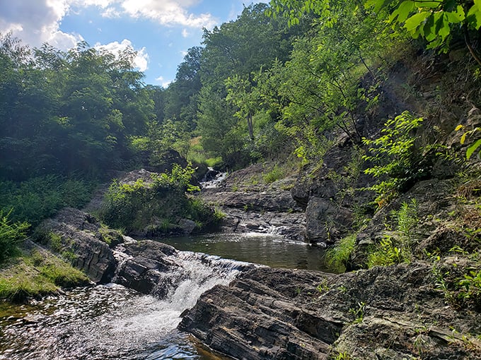 Nature's own waterpark: Poe Valley's cascading falls create natural pools perfect for a refreshing dip on scorching summer days.