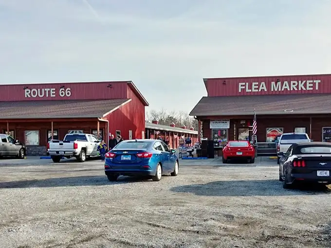 Two red buildings, countless treasures within. Like a roadside attraction from the golden age of American highway travel, but with better bargains.