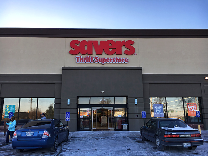 Winter can't stop the thrill of the hunt at Savers, where organized aisles await even when the parking lot's frosty.