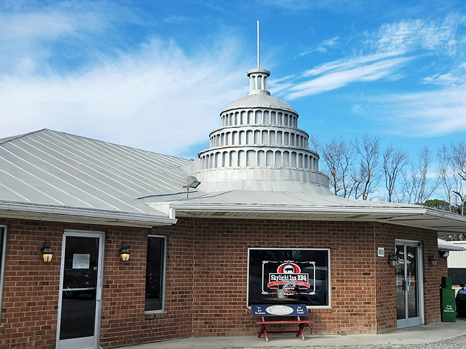 The stately dome of Skylight Inn stands against the Carolina sky like the barbecue landmark it is. No wonder they call themselves "The Capital of Barbecue."