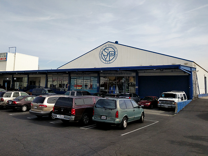 Not all heroes wear capes—some donate to St. Vincent de Paul. This humble exterior conceals a warehouse of wonderful possibilities.
