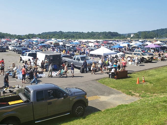Under the open sky, Trader Jack’s outdoor market buzzes with life — where every table, truck bed, and tent holds the promise of a secondhand treasure.