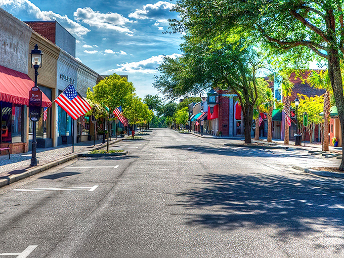 Colorful storefronts in Walterboro's downtown district prove that charm doesn't need a hefty price tag to be authentic.