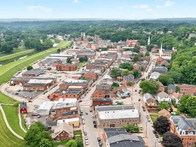 From above, Galena reveals its perfect urban planning – as if someone designed a movie set for "Charming Midwestern Town" and forgot to take it down.