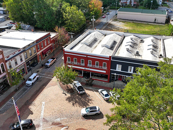 From above, Abbeville looks like a model train set that somehow came to life.