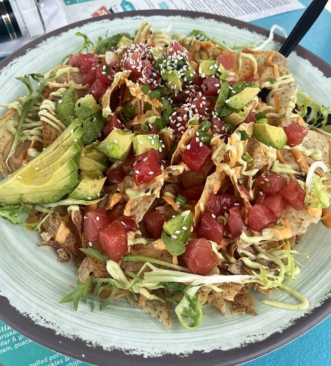 These Ahi tuna nachos aren't just appetizers—they're an edible art installation where every bite delivers a perfect balance of crunch, freshness, and subtle heat.