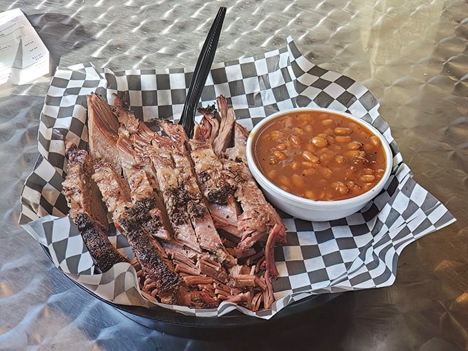 These baked beans have clearly been introduced to some brisket along the way. It's not just a side – it's a supporting character deserving an award.