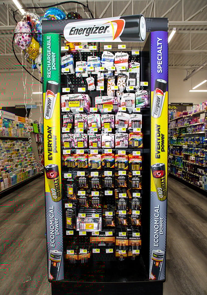 The Energizer display: Because nothing says "I'm a responsible adult" quite like having the right batteries when the remote dies during the season finale.