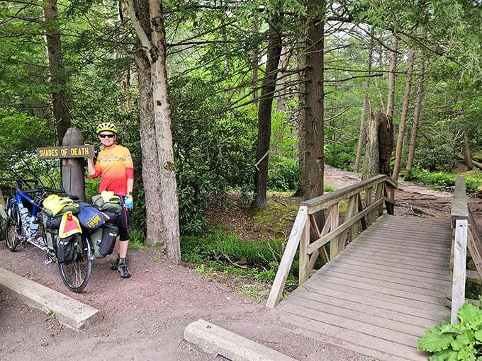 The ironically named "Shades of Death Trail" offers anything but doom and gloom—just spectacular bridges and cycling opportunities through verdant forest.