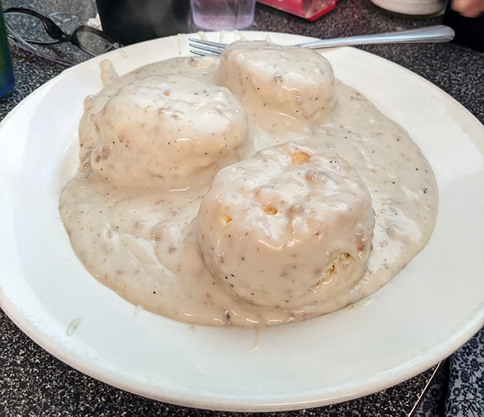Gravity-defying biscuits swimming in creamy sausage gravy. Some might call it indulgent—I call it the cornerstone of American breakfast democracy.