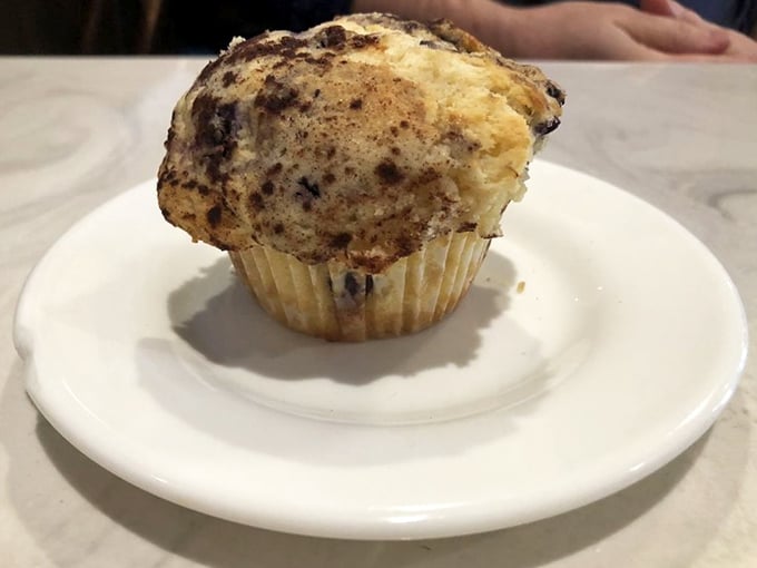 Not just any blueberry muffin – THE Blueberry Muffin. A dome of berry-studded perfection that makes grocery store versions weep with inadequacy.