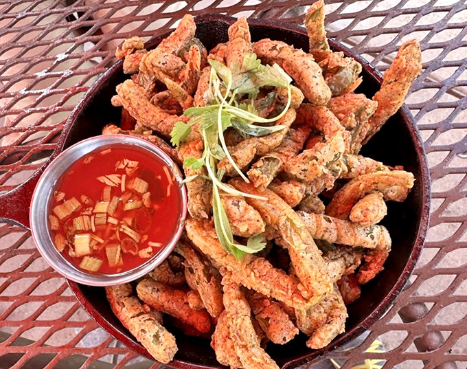 Golden cactus fries that prove everything in the desert doesn't have to hurt – sometimes it just tastes incredible.