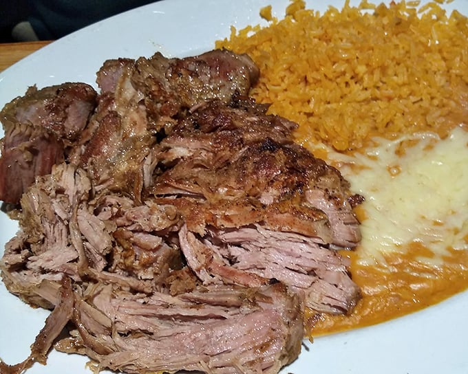 Carnitas so tender they practically surrender before your fork even arrives - this is pork perfection at work.
