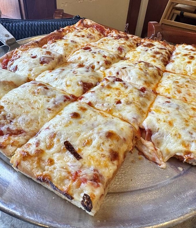 Squares of cheesy perfection that make you question why circles ever became the standard pizza shape. Geometry never tasted this good.