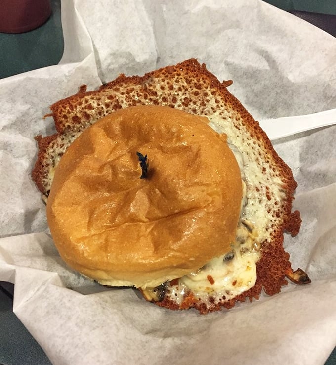 The legendary cheese skirt—where dairy meets art. Like a crispy, golden halo that transforms an ordinary burger into something worth crossing county lines for.