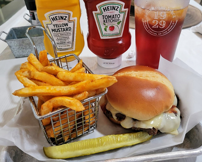 The classic American cheeseburger gets the Virginia treatment – notice that perfectly toasted bun and the basket of fries just begging to be devoured.
