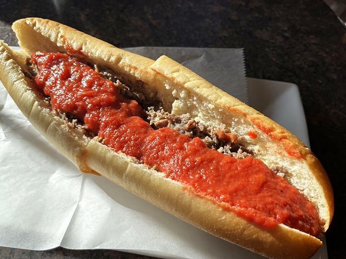 The Italian hoagie—where bread, sauce, and cheese perform a beautiful dance that puts ordinary sandwiches to shame. 