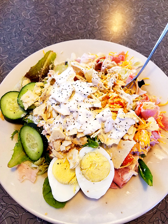 A chef salad that defies the "sad salad" stereotype—protein-packed, colorful, and substantial enough to satisfy without burger envy.