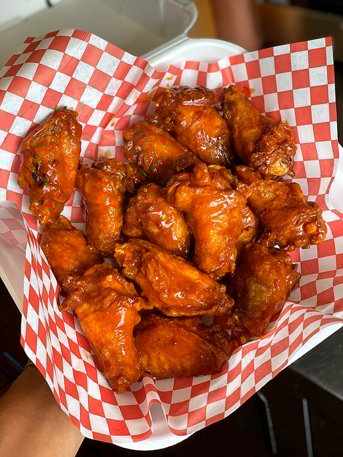 Wings that don't need a sporting event as an excuse. These glossy, sauce-drenched beauties demand to be devoured any day of the week.