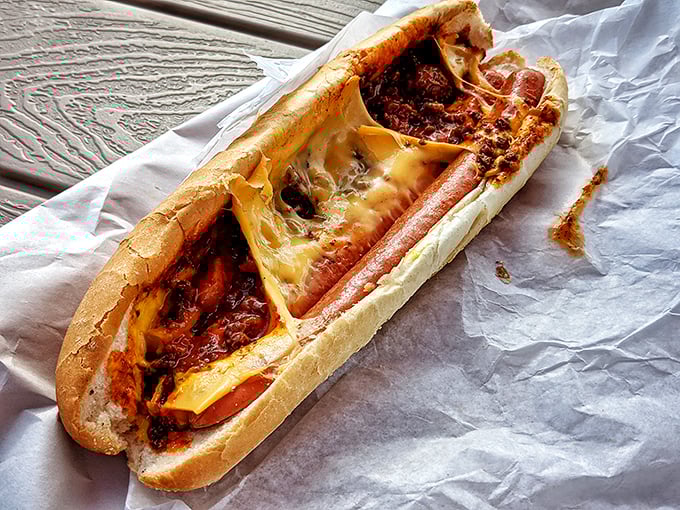 The foot-long chili cheese dog doesn't just satisfy hunger—it obliterates it. That cheese pull should have its own Instagram account. 