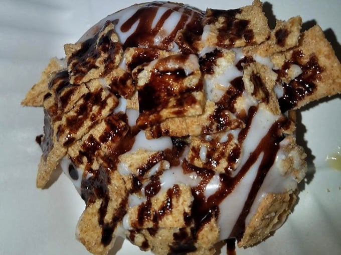 This isn't just a donut—it's a cinnamon-graham cracker explosion that makes your childhood cereal dreams grow up and get sophisticated.