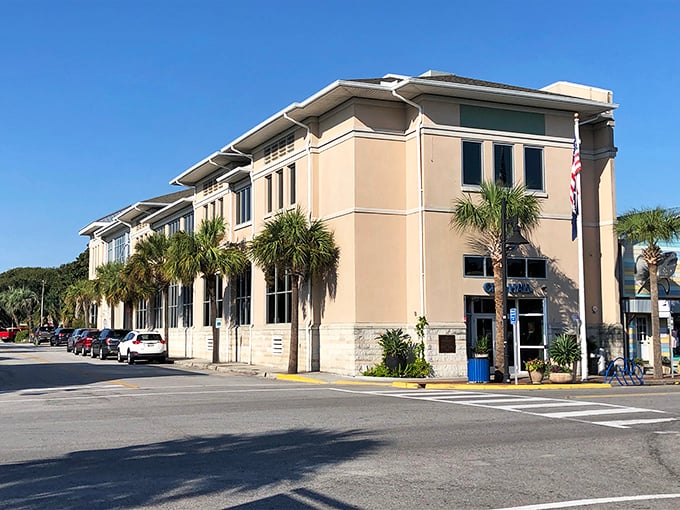 Folly Beach City Hall stands as the island's anchor of civic pride. Behind its stately facade, decisions about turtle protection and beach preservation take shape.