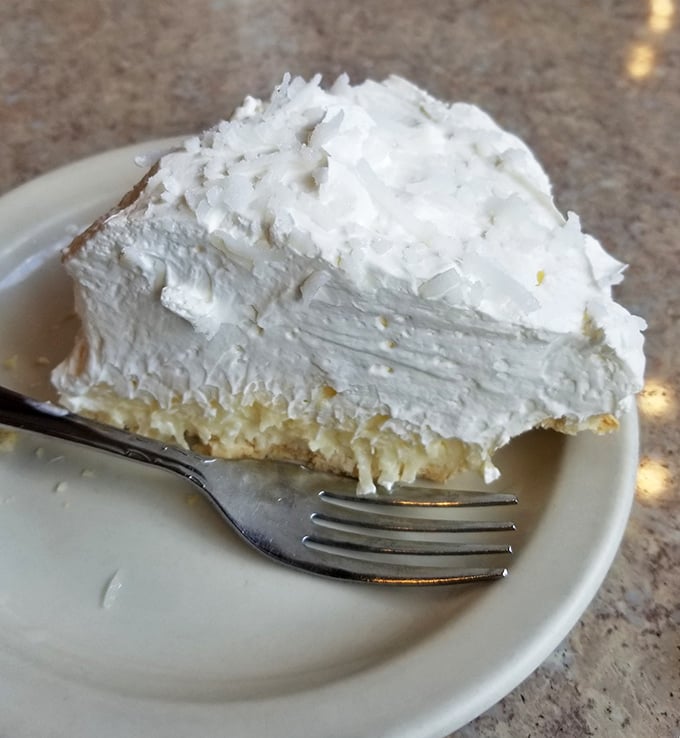 Coconut cream pie that would make your grandmother both proud and jealous – a cloud of whipped cream atop layers of tropical bliss.