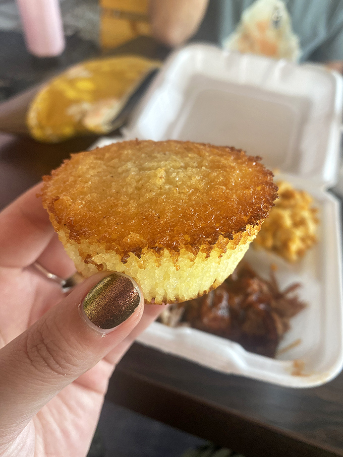 Golden cornbread with crispy edges – the perfect Southern sponge for soaking up every last drop of sauce and glory.