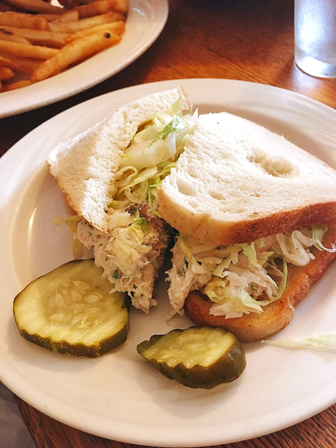 A proper crab sandwich that doesn't hide behind fancy tricks—just fresh, sweet meat, crisp lettuce, and bread that knows its supporting role perfectly.
