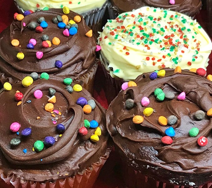 Mama's cupcakes bring a splash of childhood joy to the cafe experience—proof that sometimes dessert is a perfectly acceptable breakfast decision.