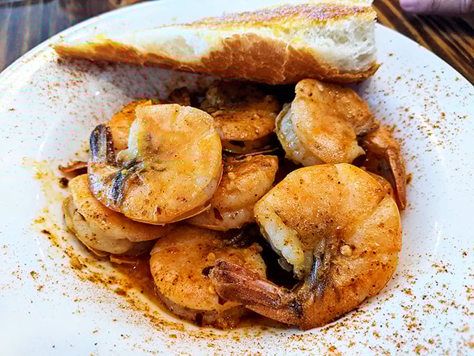 Drunken Shrimp that look like they've been swimming in flavor. That spice-dusted rim isn't just for show—it's a preview of the heat to come.