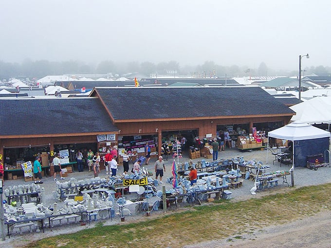 Treasure hunters' paradise! Shipshewana's famed flea market isn't just shopping—it's a social event where the bargains are plentiful and the food vendors are calling your name.