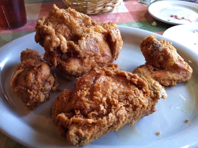 Golden-brown perfection that Colonel Sanders can only dream about. This fried chicken doesn't need a fancy pedigree—just your complete attention.