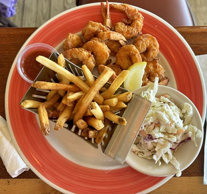 Golden perfection that would make your grandmother jealous – crispy shrimp done absolutely right here.