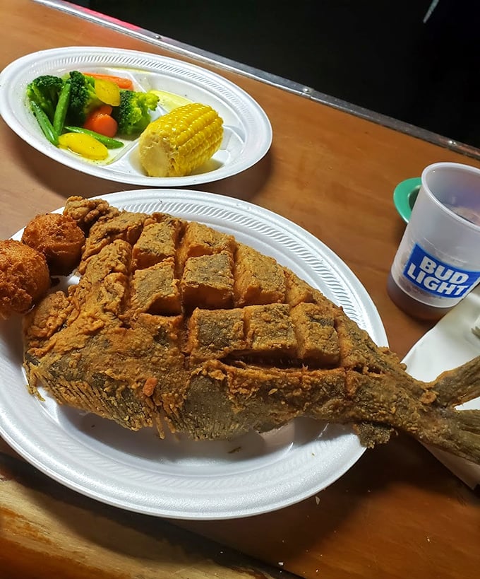 This fried flounder doesn't just swim to your plate—it arrives golden-brown and scored, ready to make you forget every mediocre fish dinner you've ever had.