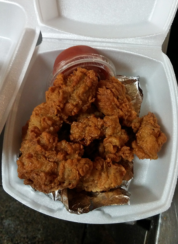 Fried oysters that would make Neptune himself swim upstream. Crispy exterior, briny interior—the perfect marriage of land and sea cooking techniques.