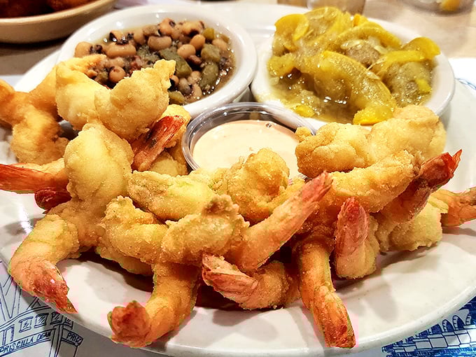 Shrimp so perfectly fried, they practically leap off the plate shouting "Eat me!" in delicious harmony.