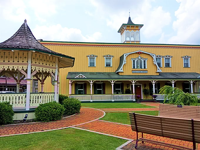This Victorian yellow building isn't just charming – it's the architectural equivalent of a warm hug from your favorite aunt.