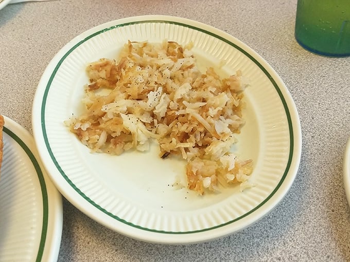 Golden hash browns that crackle with each bite—the unsung heroes of breakfast that deserve their own hall of fame.