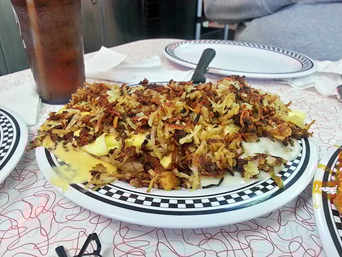 These aren't just hash browns – they're a crispy, golden mountain of potato perfection that makes you question why you'd eat them any other way.