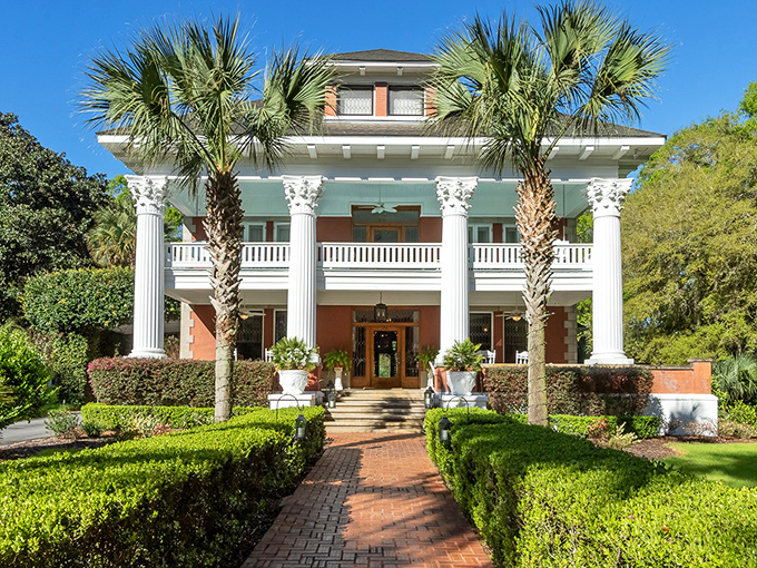 Grand columns and manicured gardens showcase Southern hospitality at its most elegant peak.