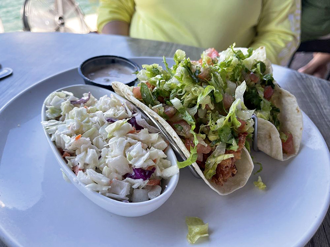 These fish tacos aren't just lunch—they're a vacation on a plate, complete with coleslaw that actually deserves to be eaten.