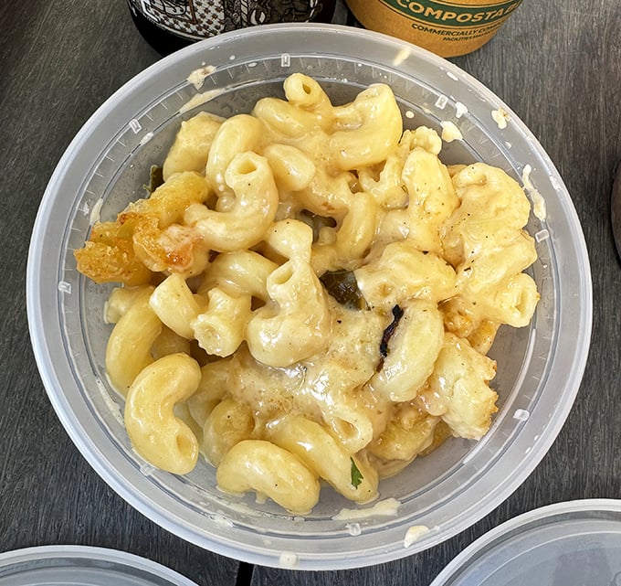 Mac and cheese that doesn't know it's a side dish – creamy, indulgent, and stealing the spotlight from whatever it's served with.