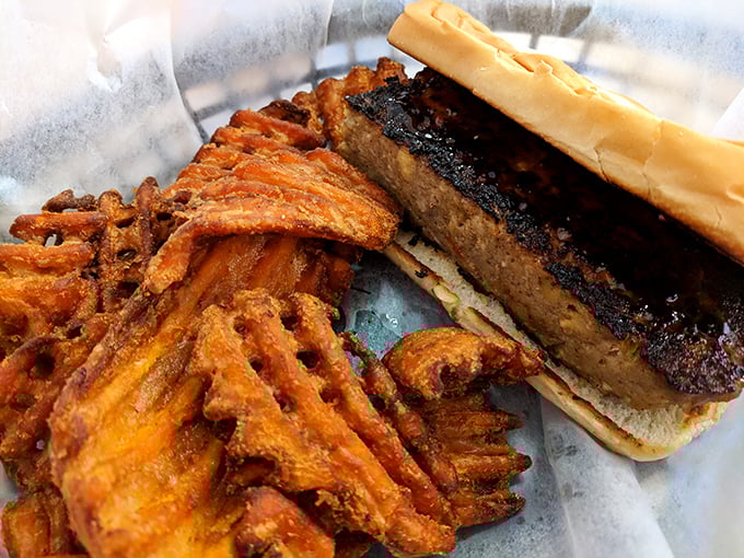 The meatloaf sandwich with waffle fries isn't trying to reinvent the wheel—it's just making that wheel absolutely perfect.