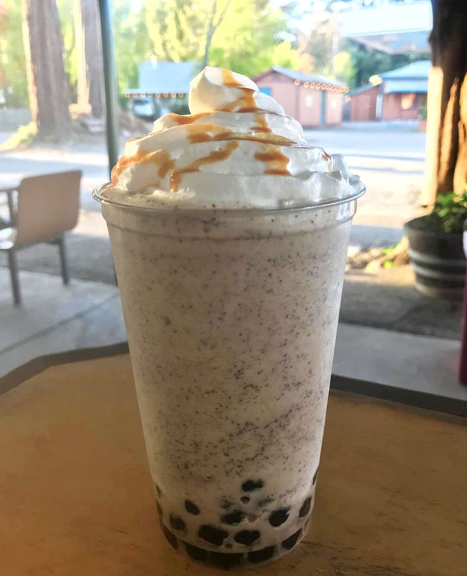 Not just a milkshake, but a work of art—boba pearls waiting at the bottom like buried treasure for your taste buds.