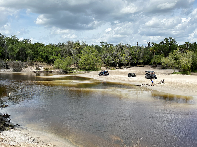 The Peace River's sandy shores offer a natural playground where ATVs and Florida's wild beauty coexist in surprising harmony. 
