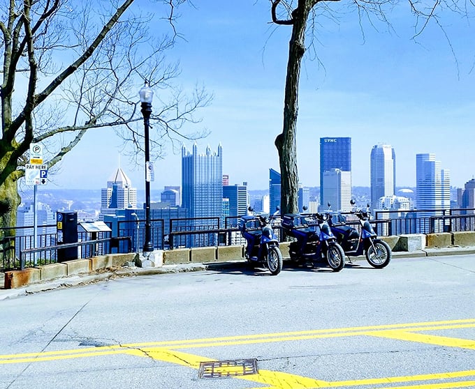 Even motorcycles know a good photo opportunity when they see one - smart riders, smarter view.